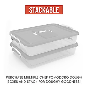 Chef Pomodoro Pizza Dough Proofing Box, 14 x 11-Inch, Pizza Dough Container, Fits 4-6 Dough Balls, Household Pizza Dough Tray With Convenient Carry Handle (Grey)