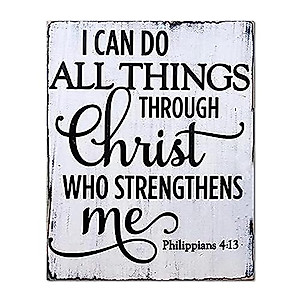 I can do All Things Through Christ who Strengthens me, Religious Wood Sign, Rustic Bible Verse Sign, Philippians 4:13