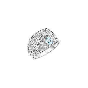 Rylos Simply Elegant Beautiful Aquamarine & Diamond Ring - March Birthstone* Size 11