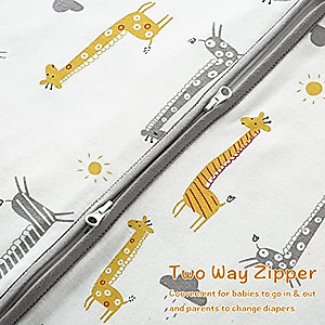 POSENPRO 2 Pack Baby Sleep Sack, Unisex Sleeveless Cotton Baby Wearable Blanket with 2 Way Zipper, All Season Soft Baby Sleep Bag Suit for Baby Toddler, Medium (6-12 Months) - Giraffe