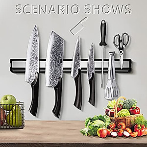 MEKBOK 16" Stainless Steel Wall Mount Magnetic Knife Holder - Professional Magnetic Knife Bar - Space Saving Knife Holder/Bar with Strong Magnetic Pull - Rust Free