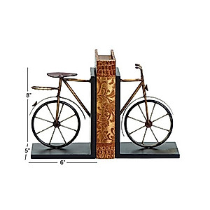 Deco 79 Metal Bike Bookends, Set of 2 6"W, 9"H, Black