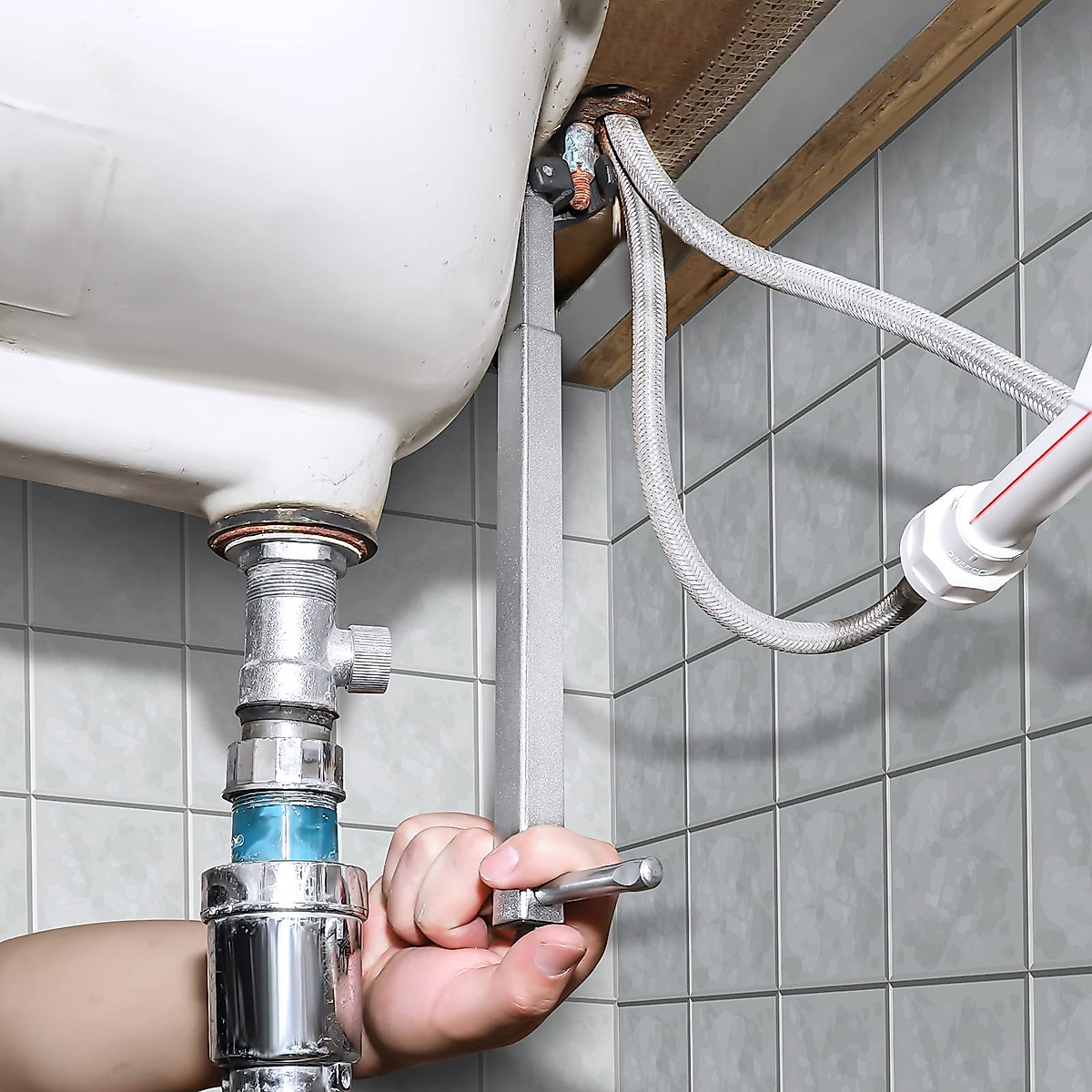 DURATECH Telescoping Basin Wrench, Sink Wrench, Adjustable 3/8'' to 1-1/4'' Capacity Jaw with 10" to 17" Extendable Handle, for Tight Space