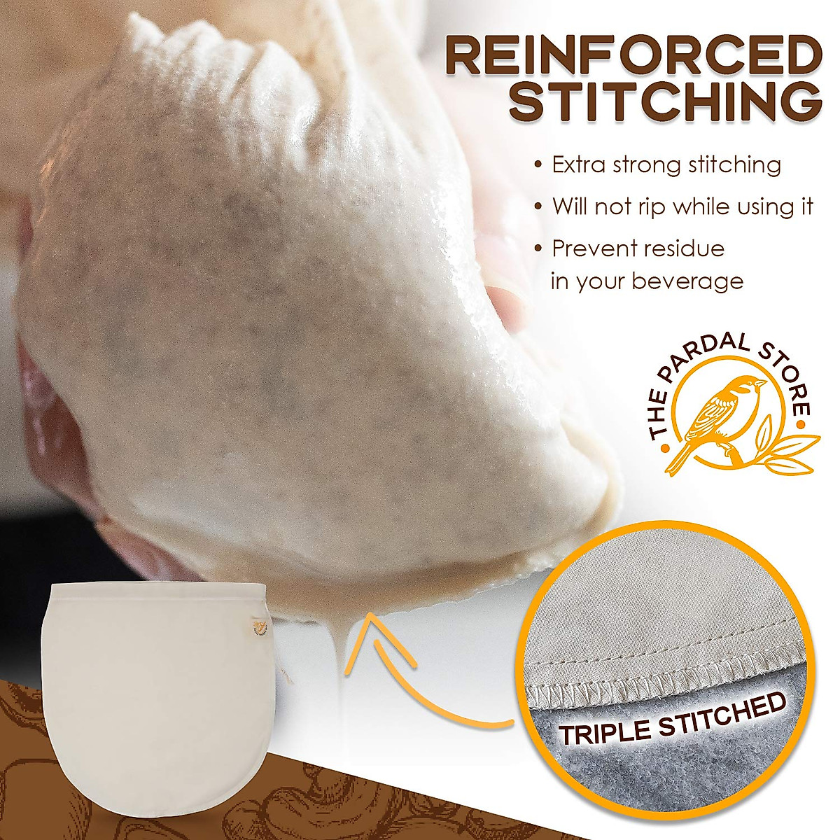 2023 NEW - 2 Pcs 14"x14" Nut Milk Bag - 100% Organic Unbleached Cotton Cheesecloth Bags/Food Strainer, Nut Milk Bag Reusable for Straining Oat Milk, Almond Milk, Cheese making, Celery Juice Nut Bag