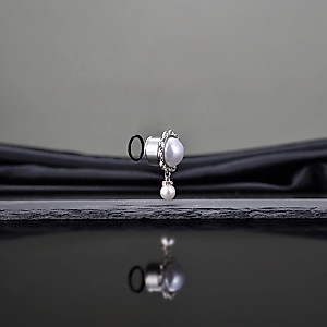 KUBOOZ Pearl Pendant Ear Piercing Jewelry Stainless Steel Tunnels and Plugs Ear Expander Reamer Guages 00g