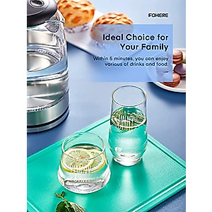 Electric Kettle with Stainless Steel Filter and Inner Lid, FOHERE 1500W Wide Opening 1.7L Glass Tea Kettle & Hot Water Boiler, LED Indicator Auto Shut-Off & Boil-Dry Protection, BPA Free