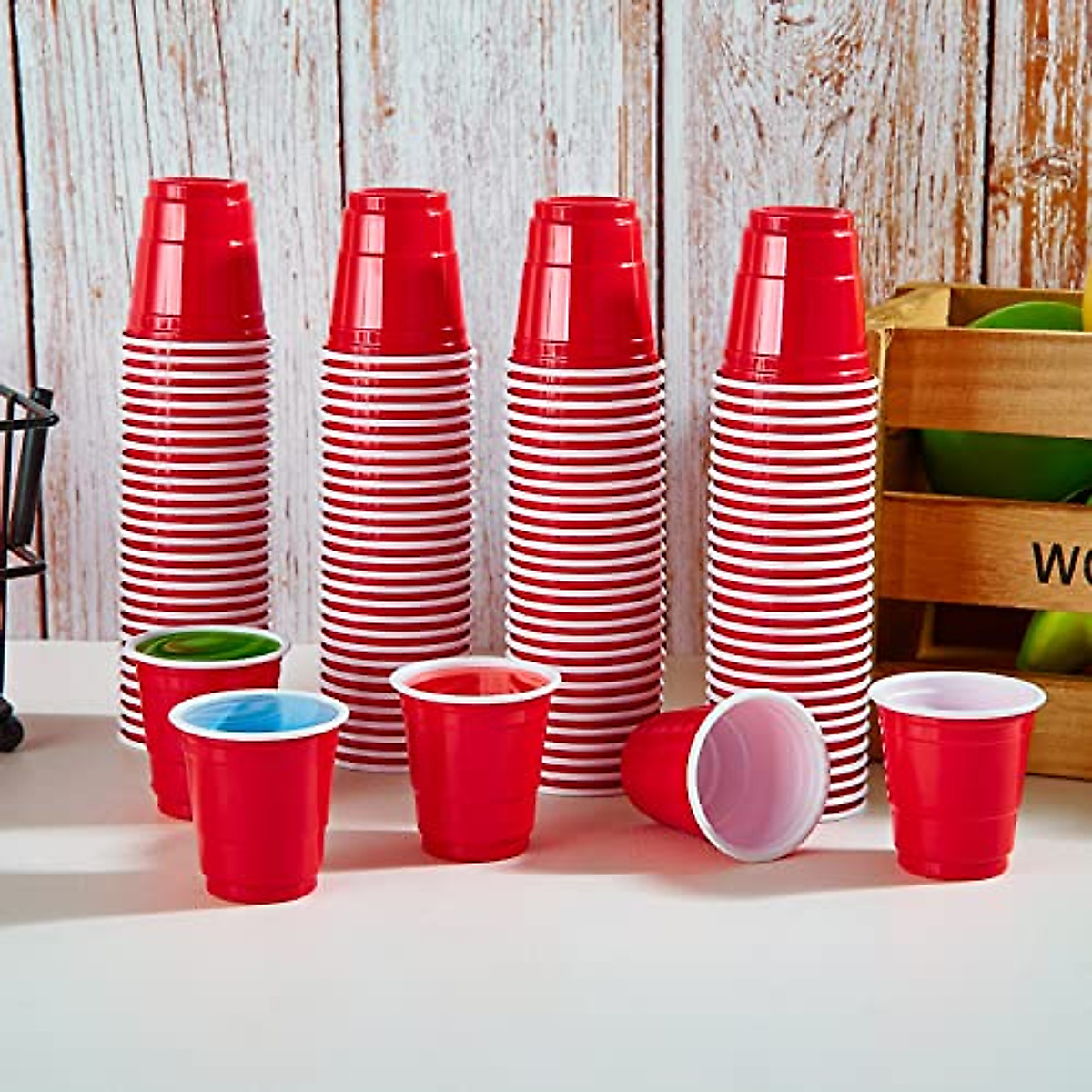 Lilymicky 1080 PACK 2 oz Plastic Shot Glasses, Red Disposable Plastic Cups, Mini Red Shot Cups, 2 oz Party Cups for Jello Shots and Tasting