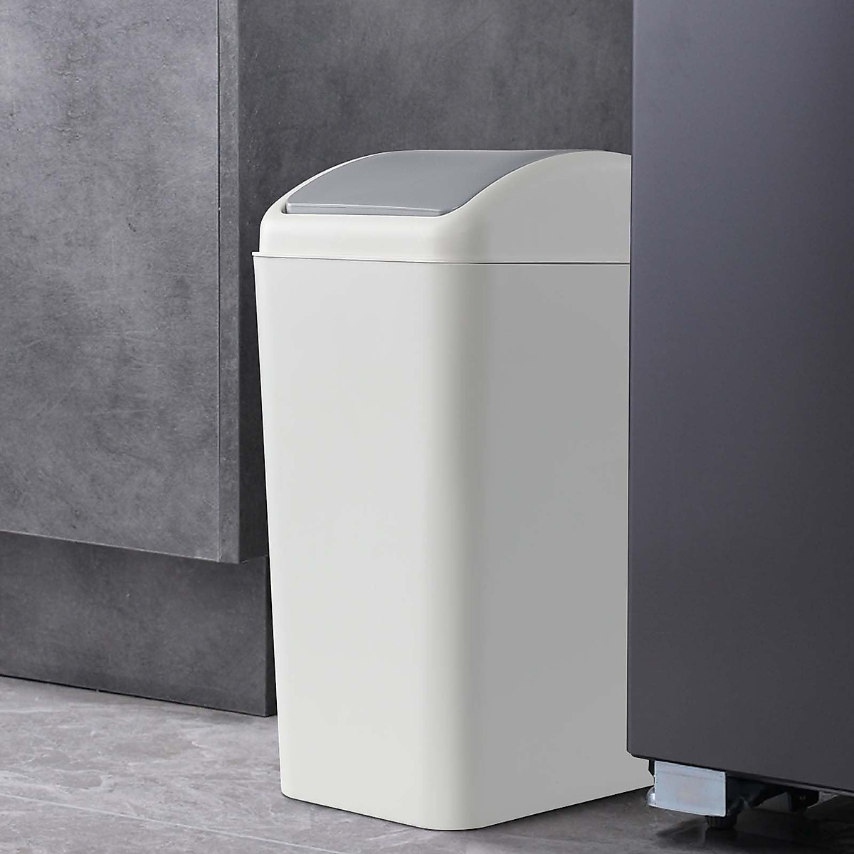 Fiazony 3-Pack 4 Gallon Plastic Trash Can, Garbage Can with Swing-top Lid, Gray