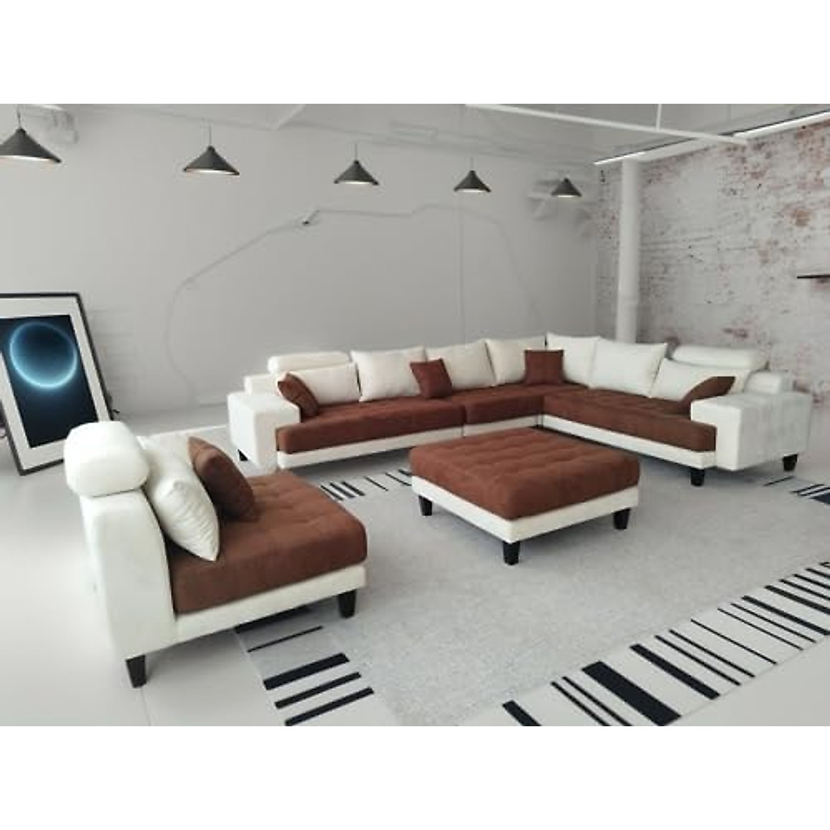 Stendmar Reversible Multifunction 5pc 2-Tone Microfiber Big Sectional Couch Sofa S150DNE