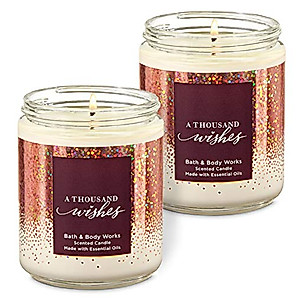 Bath & Body Works A Thousand Wishes Single Wick Scented Candle with Essential Oils 7 oz / 198 g each Pack of 2