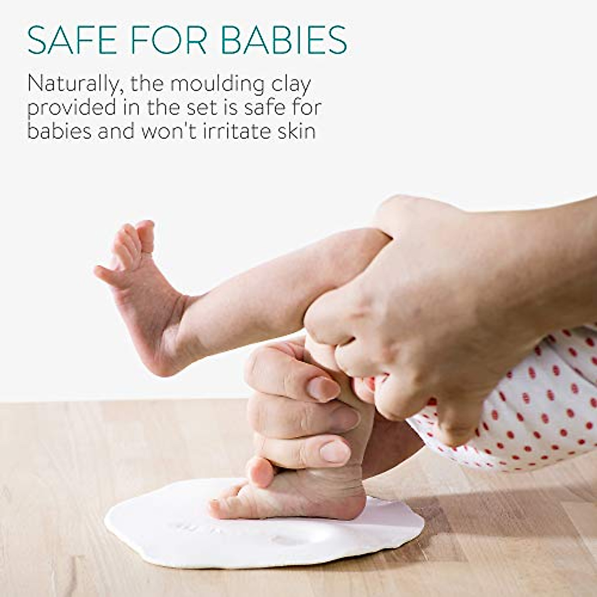Navaris Baby Handprint and Footprint Kit - Keepsake Set with Frame and Clay for Casting Babies Hand and Foot Prints - Ideal for Newborn Boys and Girls