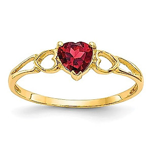 IceCarats 10K Yellow Gold Red Garnet Heart Love Ring Gemstone Band January Birthstone Jewelry Size 7