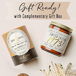 50th Birthday Gifts for Women - 'Limited Edition 1973' Soy Candle, w/Champagne on Ice I 1973 Birthday Gifts for Women I 50 Birthday Gifts for Women I 9oz Reusable Jar, 50Hr Burn, Made in USA