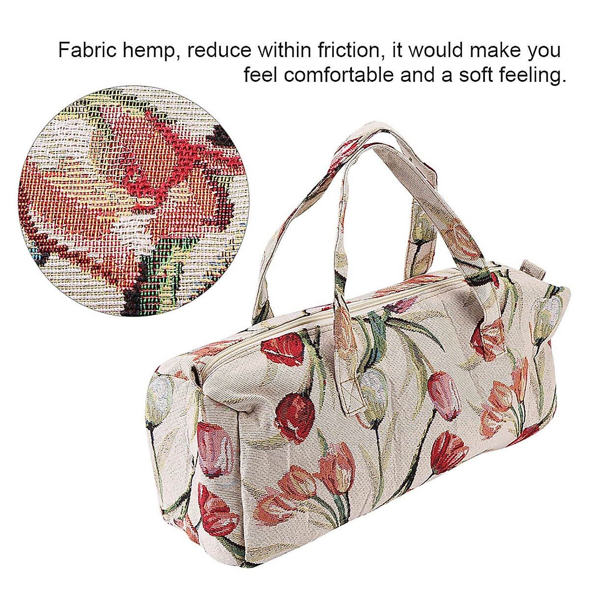 Knitting Bag, Woven Fabric Crochet Tote Bag Yarn Storage Organizer for Knitting Needles Crocheting Project Sewing Craft Accessories (Rose Jacquard)