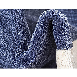 Unique Loom Del Mar Collection Area Rug - Maria (7' 1" x 10' Rectangle, Navy Blue/ Ivory)