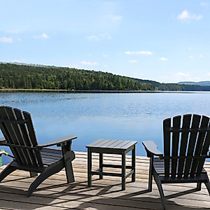 Cecarol Adirondack Side Table, 19.6" Square Oversized Outdoor Side Table, Fade-Resistant and Weather Resistant End Table, Poly Resin Plastic Table for Porch, Patio, Seaside, Black-OST01