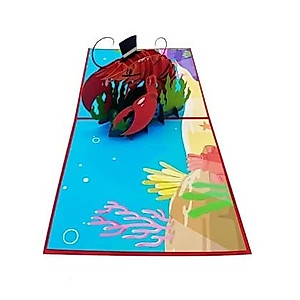 ETA 3D Mr. Lobster Pop Up Card, 3D Animal Pop Up Card, Nature Card, Pop up Card for Lobster Lover, Father Day, Pop Up Card, Birthday Card for Dad, Husband, Son, Any Occasions, A31