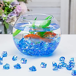 DomeStar 180PCS Iridescent Blue Fake Ice, Dazzling Blue Fake Diamonds Acrylic Ice Rocks Sparkling Plastic Gems for Christmas Vases Fillers Winter Table Scatters Home Decor