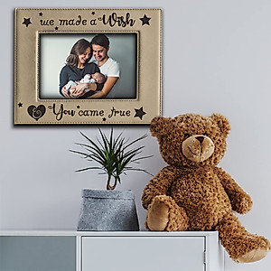 BELLA BUSTA- We made a Wish & You Came True- Baby Picture Frame- Baby shower - Baby Mother's Day -Father's Day -Engraved Leather Picture Frame (4 x 6 Horizontal)