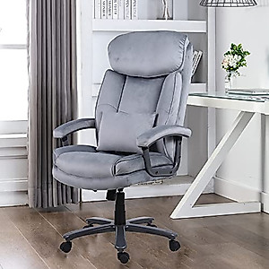 Dreamsir Ergonomic High Back Executive Office Chair 400lbs, Adjustable Height Rocking Swivel Computer Desk Chair for Heavy Tall People, Thick Padding Headrest and Armrest (Gray)