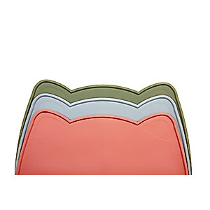 OHMO - Cat Food Mat, Silicone Pet Feeding Mat for Floor Non-Skid Waterproof Dog Water Bowl Tray, Easy to Clean Pet Placemat (Erythrinus, 18 * 9.8'')