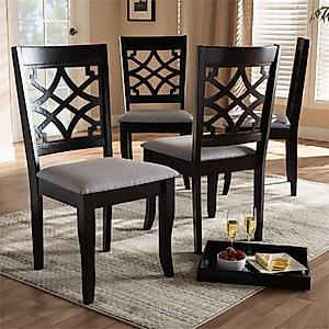 BOWERY HILL 17.9" Modern Oak Wood Dining Chair in Gray/Espresso (Set of 4)