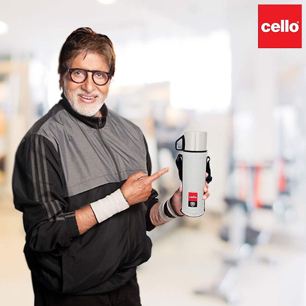 Cello Cup Style Stainless Steel Flask, Silver (Silver, 1 LTR)