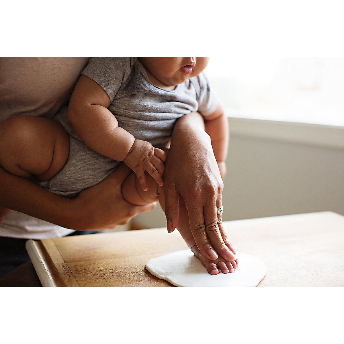 Tiny Ideas Newborn Star Christmas Ornament, Holiday Baby's Handprint or Footprint Ornament, Baby's First Christmas, Clay Print Keepsake For Baby Girl Or Baby Boy, With Included Red Ribbon