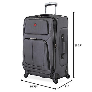 SwissGear Sion Softside Expandable Roller Luggage, Dark Grey, Checked-Medium 25-Inch