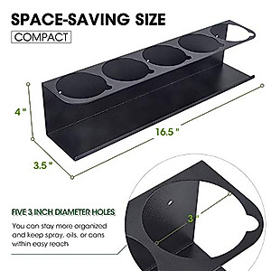 Steel Wall Mounted Aerosol Spray Can Holder Rack Organizer for Garage and Workspace,Five cans , 16.5" Width x 4" Height x 3.5" Depth, Pack of 2