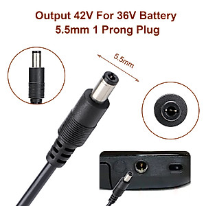 Cupinyo Upgraded 42V Charger 1 Prong Fast 2A for 36V Lithium Ebike Escooter, Compatible with 36 Volt gotrax Electric Bike Scooter Charger