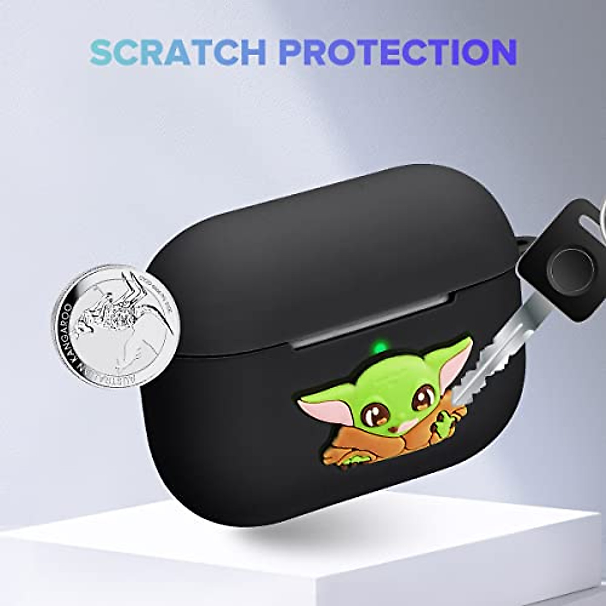 Flocute Silicone Case Compatible with AirPods Pro Silicone Cartoon Case with 3D Baby Funny Cute Cover with Keychain Gift for Women Girls Kids for AirPods Pro ((Monster Baby)