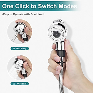 LukLoy Shampoo Bowl Hose and Sprayer Kit, 1/4" Nut Stainless Steel Salon Sink Hose Replacement to Attach Salon Shampoo Bowl Faucet Vacuum Breaker Kit, Shampoo Bowl Sprayer Head Included, T15