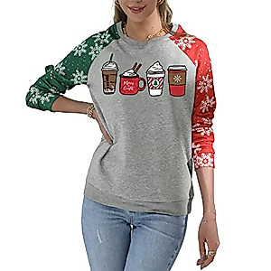 Christmas Sweatshirt Women Merry and Bright Christmas Shirt Funny Cute Ice Cream Graphic Tee Xmas Holiday Shirts