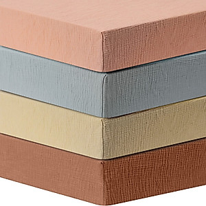 4 Pcs Muslin Fitted Crib Sheet for Boys and Girls 52" x 28" Breathable and Soft Baby Crib Sheet for Standard Crib Mattress Toddler Bed Mattress, 4 Colors