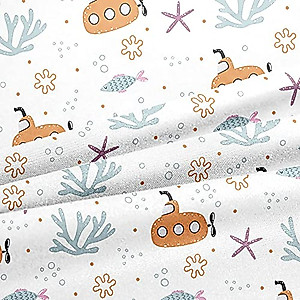 JIJIWANG Submarine Coral Print Duvet Cover Sets Cal King with 2 Pillowshames Boys Girls Coastal Starfish Fish Print Comforter Cover Sets for Kids Bedroom Bedding Sets Soft Polyester