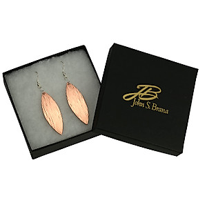 Copper Bark Leaf Drop Earrings - Handmade Copper Earrings - Jewelry Gifts for 7th Wedding Anniversary