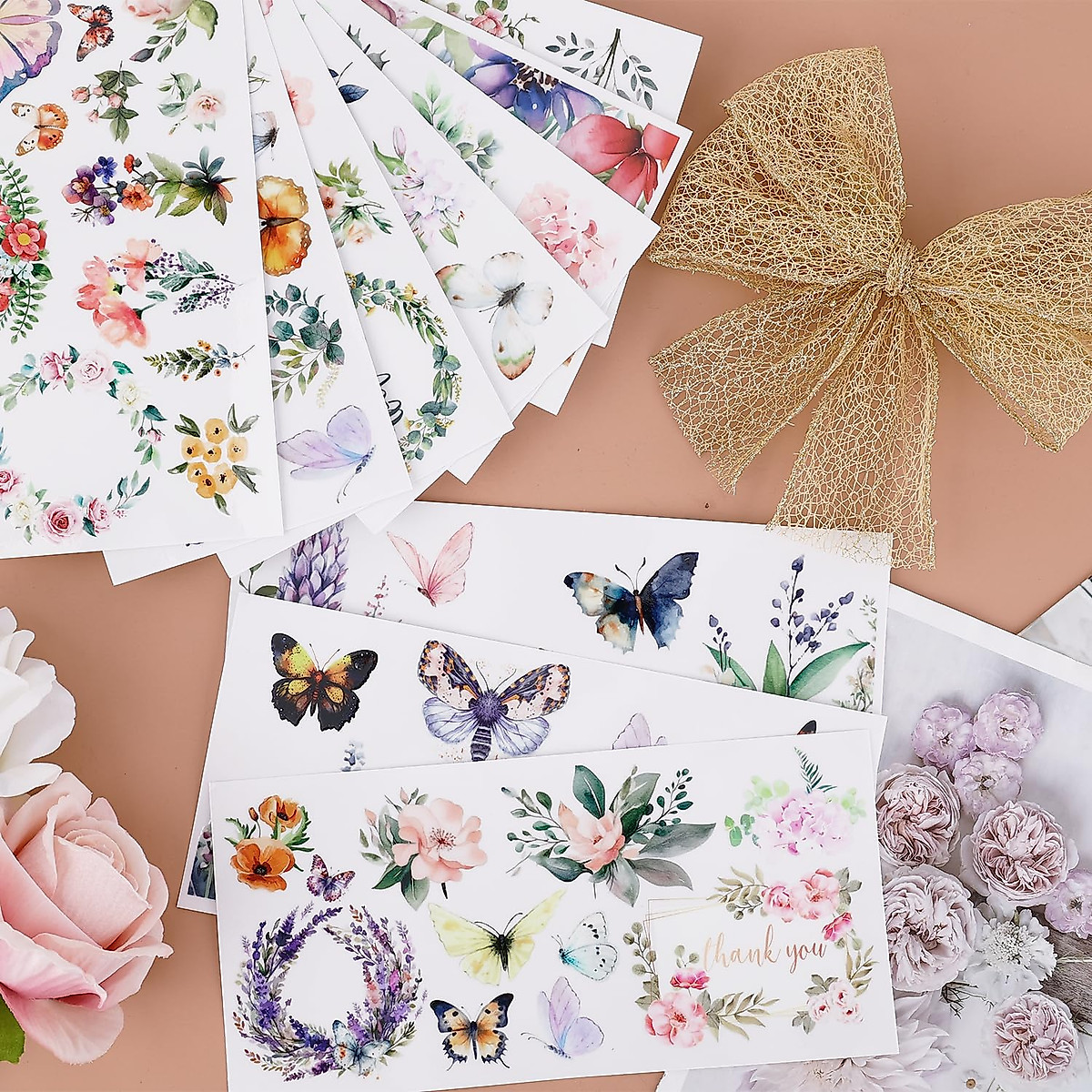 10 Sheets DTF Cup Wrap Transfer Stickers, Colorful Rub On Transfer Stickers Butterfly DTF Transfer Sticker Floral Cup Wrap Transfer Stickers for 16oz Glass Cup Handmade Crafts