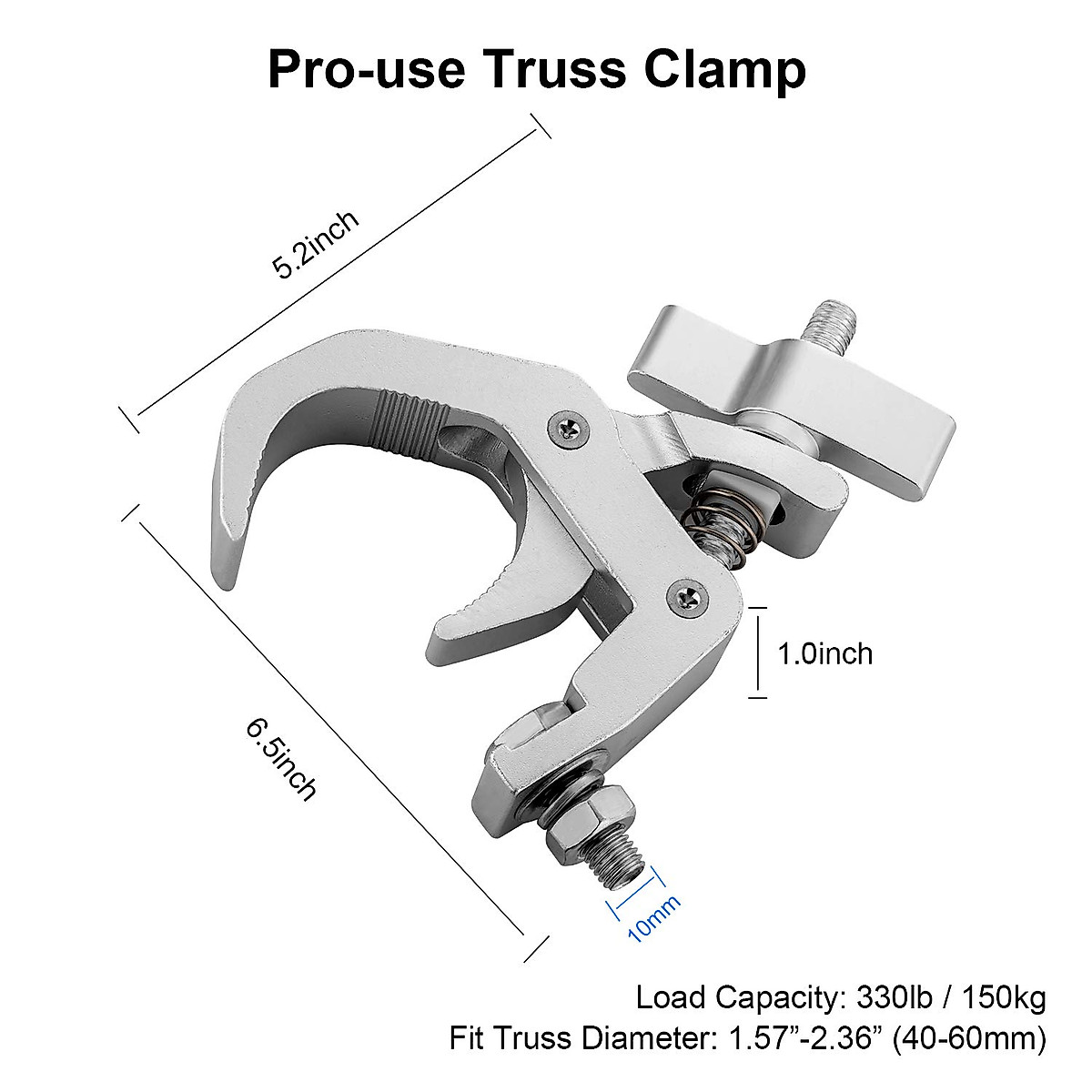 Truss Clamp Stage Lights Clamp 1.57-2.36 Inch, 4PCS Eyeshot Heavy Duty 330lb Premium Pro Clamp, Perfectly Fit OD 40-60mm of Pipe, Quick Release Truss Clamp for Moving Head Par Led lighting Fixtures
