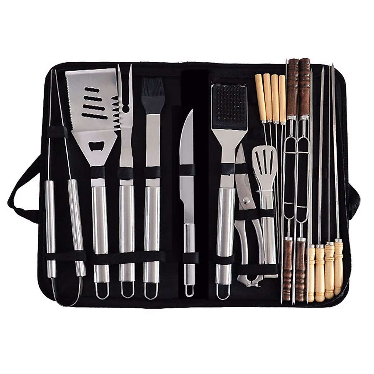 CYXI 20PCS BBQ Grill Tools Set with Storage Bag,Grill Accessories, Portable Grilling Utensil Kit for Travel, Picnics, RVs, Camping, BBQs