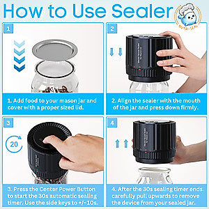 Nutri-Seal™ Electric Mason Jar Vacuum Sealer Kit - Fits Wide & Regular Mason Jars - Jar Vacuum Sealer For Mason Jars - Easy to Use - Automatic Electric Mason Jar Sealer - Vacuum Sealer For Jars w/Lids