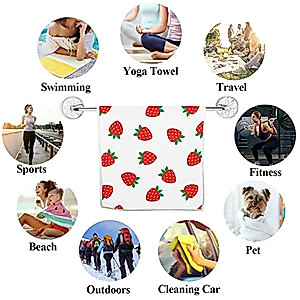 Naanle Fresh Cute Strawberry Pattern Soft Absorbent Hand Towel Decor for Bathroom, Guest, Hotel, Kitchen, Gym and Spa(16" x 30")