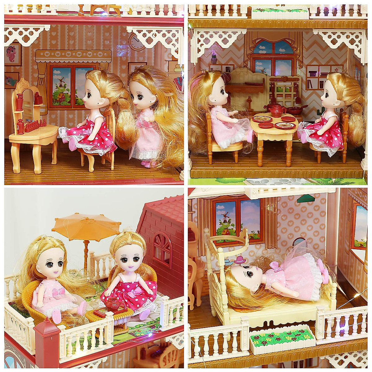 Doll House Dollhouse with Light, Dream Gift for Girls