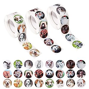 BENBO 1500 Pcs Zoo Animal Stickers, 1 Inch Cute Puppy Stickers Rolls Dog Cat Stickers Realistic Cute Kitten Labels for Party Favor Holiday Envelope Seal Scrapbooking Stickers Classroom Reward Stickers