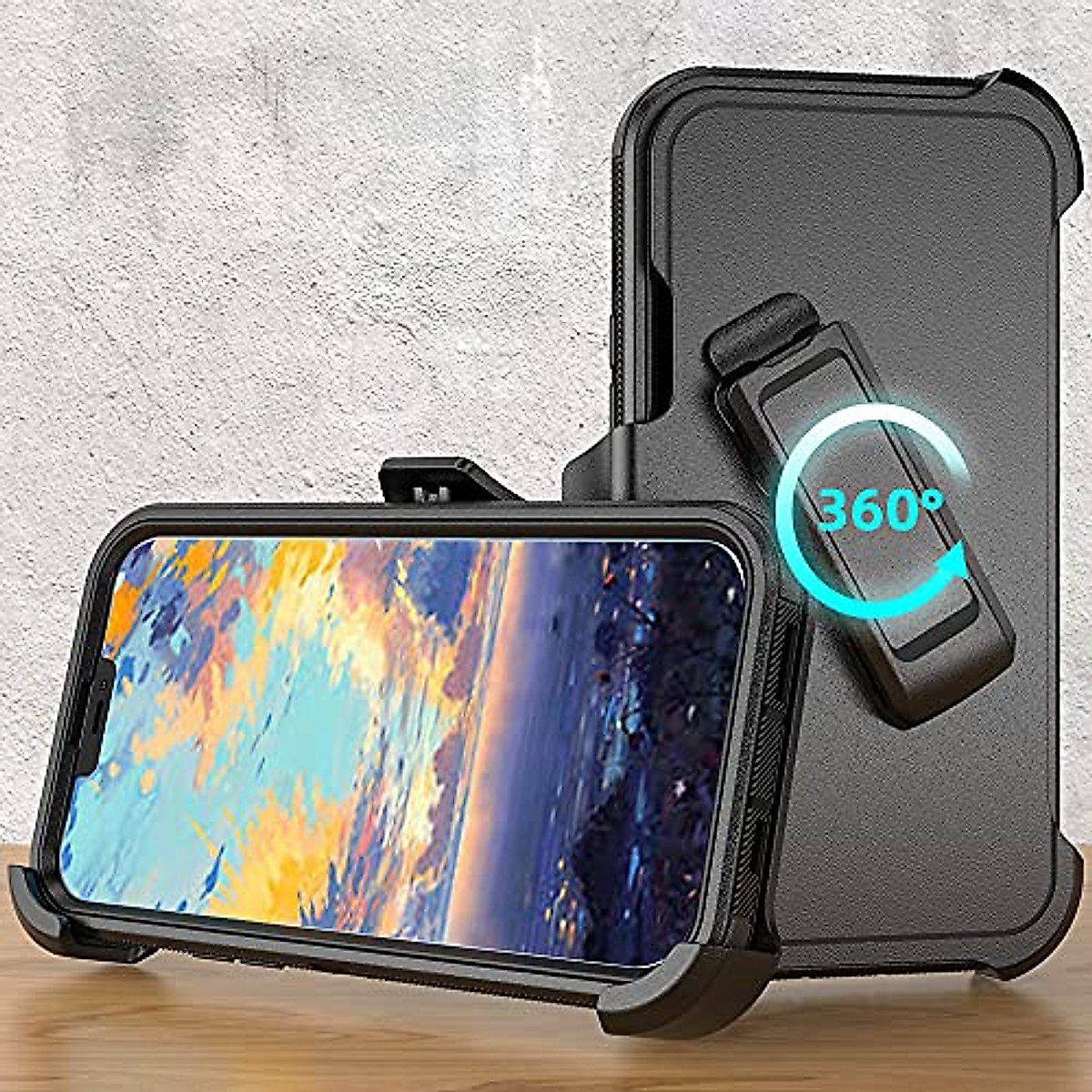 TASHHAR Phone Case for iPhone 13 Pro Max Phone, Heavy Duty Hard Shockproof Armor Protector Case Cover with Belt Clip Holster for Apple iPhone 13 Pro Max 5G 2021 Phone Case (Black)