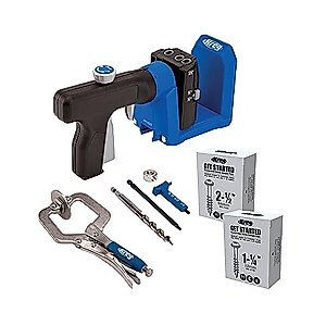 Kreg KPHJ520PRO Pocket-Hole Jig - Durable Kreg Pocket-Hole Jig - Easy Clamping & Adjusting - Includes 360-Degree Rotating Handle - with Pocket-Hole Screws - for Materials 1/2" to 1 1/2" Thick