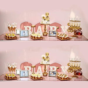 2Pcs Iron Cupcake Plate Dessert Serving Tray Fruit Platter for Halloween Tea Party Brithday Party Wedding Baby Shower Rectangle Gold