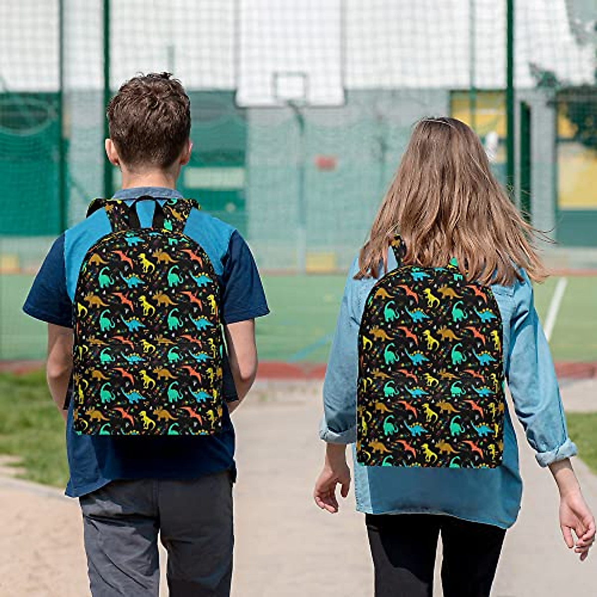 Psxnvid Dinosaur Backpack for Boys Girls, Cute School Bag Kids Travel Bag Book Bag Laptop bag with Double Side Pockets, Back to School Gifts Animal Print School Supplies for Teens