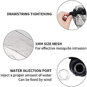 cjc Patio Umbrella M-osquito Netting with Zipper Door, Polyester Mesh Screen, Height Diameter Adjustable, for Outdoor Patio Garden (Black, 11-12FT)