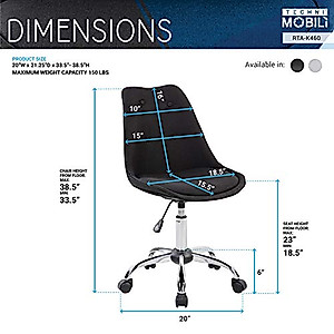 Techni Mobili Armless Task Buttons, Black Chairs